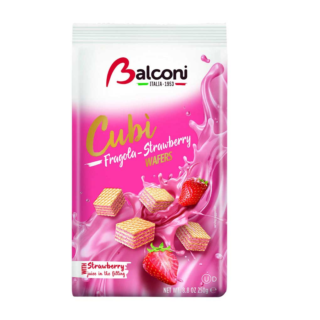 Balconi Cubi Strawberry Wafers - 250g (Kosher) – Exotic Snack Guys
