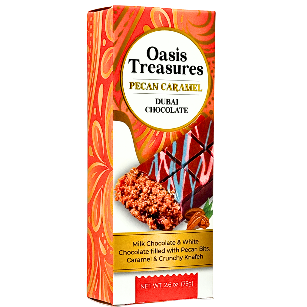 Oasis Treasures Pecan Caramel Dubai Chocolate – Exotic Snack Guys