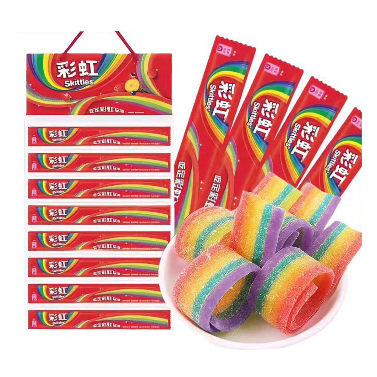 Skittles Rainbow Candy strips 9g pack of 32 CHINA – Exotic Snack Guys