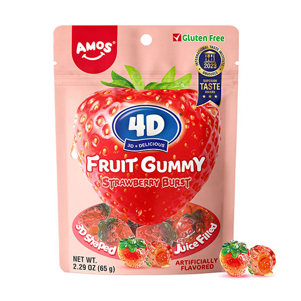 Amos 4D Fruit Gummy Strawberry Burst – Exotic Snack Guys